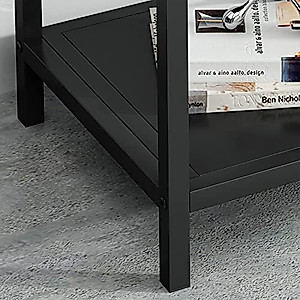 NEW JETO End Table Modern Small 2 Tier Side Table Nightstand/Easy Assembly Living Room Tables-European Wrought Iron Style Square Coffee Table