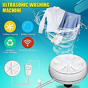 FNSCAR Mini Ultrasonic Washing Machine Portable Turbo Personal Rotating Washer Convenient Travel Home Business Travel USB