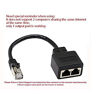 zdyCGTime RJ45 Network Cable, 1 RJ45 Male to 2 RJ45 Female Ethernet Y Type Cable, LAN Connector, Suitable for Super Category 5 Ethernet, Category 6 Ethernet(not Used as a Network Separator)(23CM)