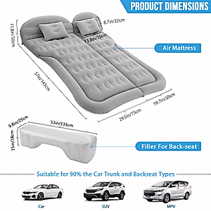ISWEES Car Air Mattress, SUV Air Mattress, Car Mattress for SUV, Full Mattress with Electric Pump and 2 Pillows, Car Bed Air Mattress Flocking Portable Sleeping Pad for Home Outdoor Travel Camping