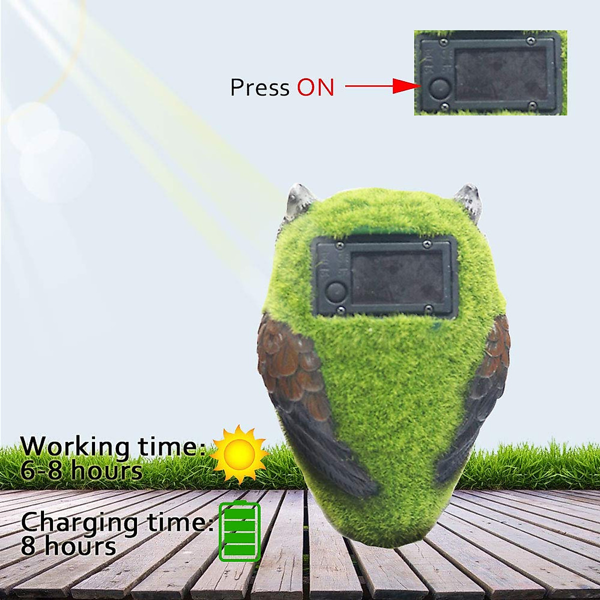 YOOLOOKY Solar Garden Lights Outdoor Owl Figurine with Luminous Eyes, Waterproof Garden Decorative Light for Courtyard Patio Pathway Lawn