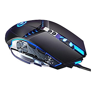 Silent Gaming Mice Mice Portable PC Silent Wired RGB Gaming with 7 Color Backlight PC Computer Gaming Mice for Windows PC Gamers (Black) Mouses Portable Pc Office Pc