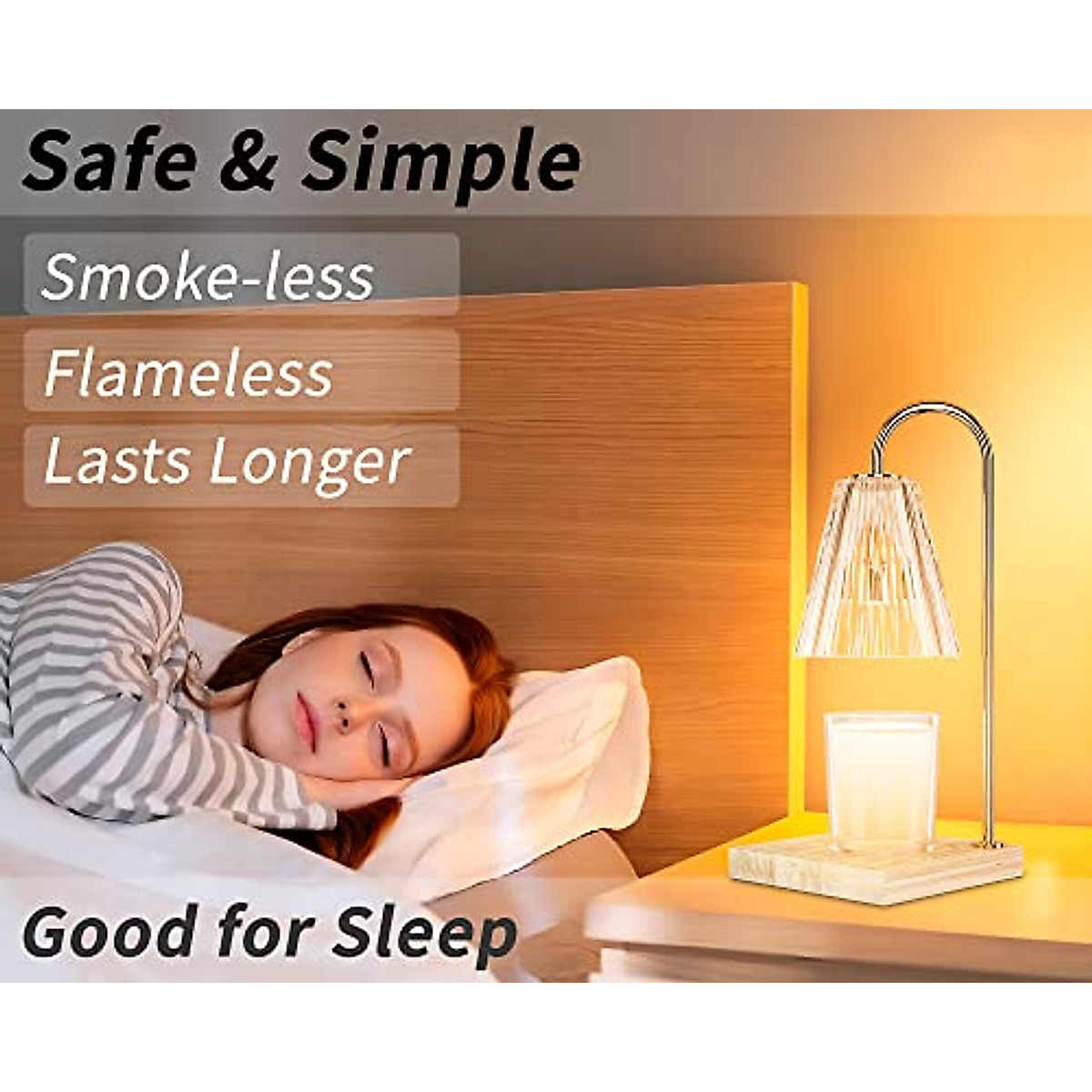 SESIIduo Candle Warmer Lamp, Timer & Dimmable for Jar Candles, Melter Electric Scented Candle Electric Melter Light with 2 Bulbs, Home Decor and Gift for Mother, Her, Wedding-Glass Wood