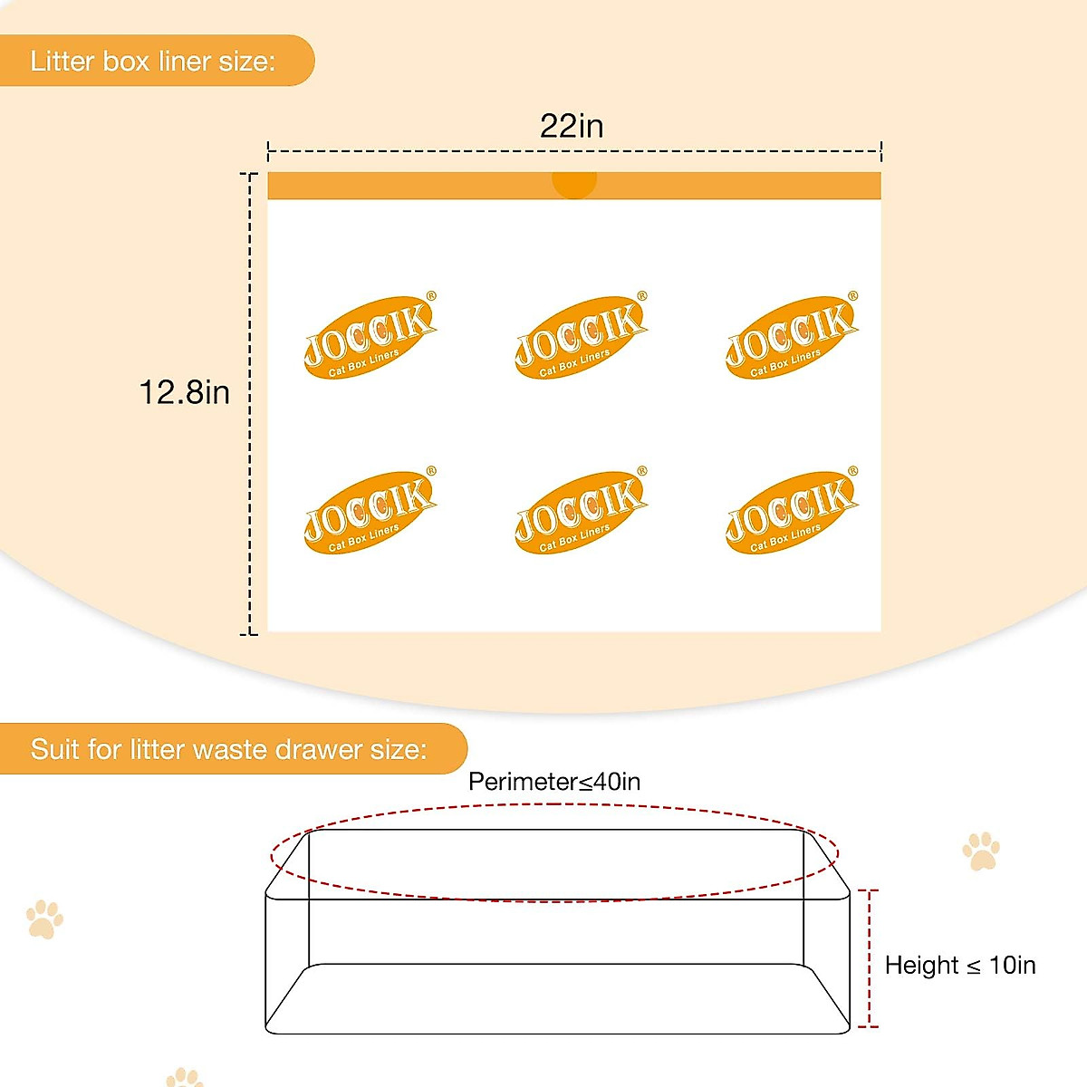 Drawstring Litter Liner Bags Compatible with Automatic Cat Litter Boxes 100 Count Tear Resistant Waste Drawer Liners