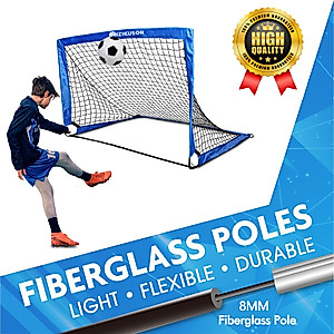 Soccer Goals for Backyard, Portable Soccer Net Set of 2, 4' x 3' Indoor Pop Up Soccer Goal, Soccer Training Equipment with 8 Training Cones, Carry Bag and Soccer Ball