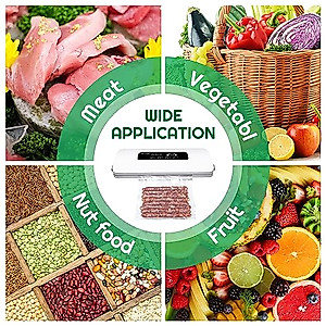 VACSLANOK Vacuum Sealer Machine, 70Kpa Automatic Vacuum Air Food Saver One-Click Operation, 4 Food Preservation Modes, 5 Temperature Modes With 50 Vacuum Sealer Bags and External Vacuum Pump,white
