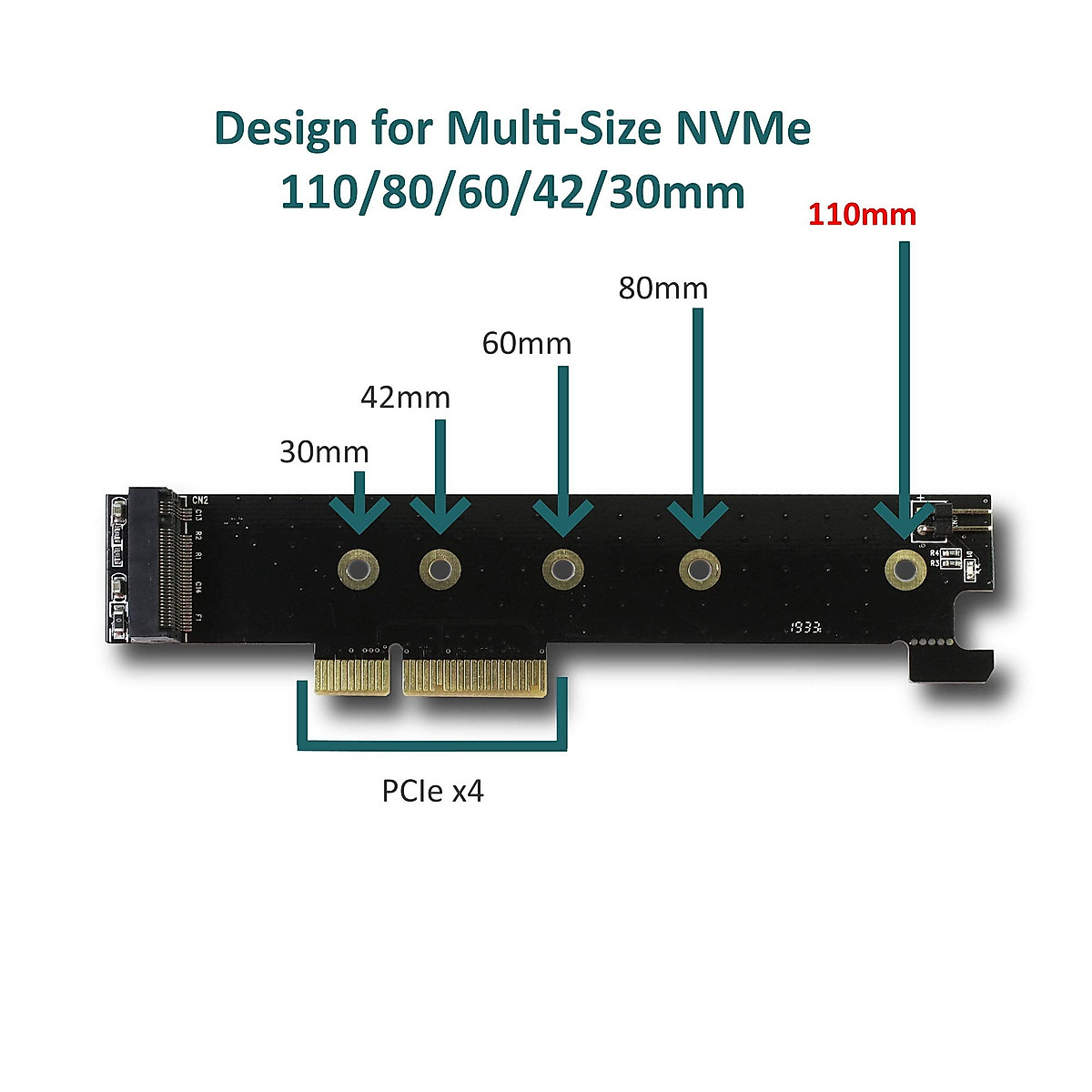 Vantec M.2 NVMe PCIe x4 Low Profile Adapter with 110 Length Support (UGT-M2PC130), Black