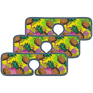 Kitchen Faucet Absorbent Mat 3 Pieces Bright Color Pineapples Faucet Sink Splash Guard Bathroom Counter and RV,Faucet Counter Sink Water Stains Preventer