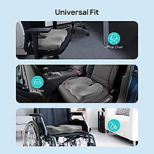 Evajoy Seat Cushion for Office Chair, Memory Foam Cushion with Ergonomic Design, Carrying Handle, Non-Slip Butt Pillow for Lower Back, Coccyx, Sciatica, Tailbone Pain Relief