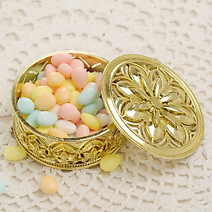 Kukiwhy 12 PCS Gold Silver Round Candy Boxes,Wedding Favor Boxes Candy Hollow Jars Candy Storage Boxes Gift Boxes for Wedding Baby Shower Christmas Birthday Party