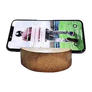 SNS Round Wooden Mobile Desktop Display Stand - 3 inch, Desk Organizer Accessories, Phone Holder Stand, Portable Desktop Smartphone Stand, Desk nightstand, Wooden Mobile Holder for Desk
