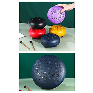 LAOZE Steel Tongue Drum-12 Inch 13 Note Percussion Instrument Lotus Hand Pan Drum with Drum Mallets Carry Bag (6''-8note, Gold)