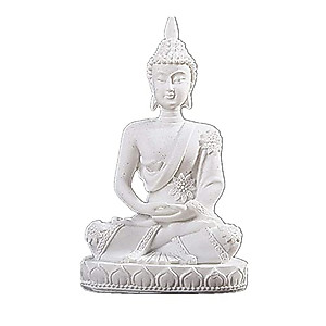 Vilead Buddha Statue for Home Office Tabletop, Thai Shakyamuni Sitting Statue with Bronze Finish, 4.3” Minimalist Sandstone Buddha for Zen Decor, Meditation Decor