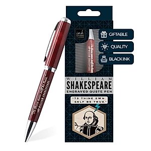 William Shakespeare Engraved Inspirational Quote Pen - To Thine Own Self Be True. - Literary Gifts for Writers Authors Readers Actors Librarians English Teachers