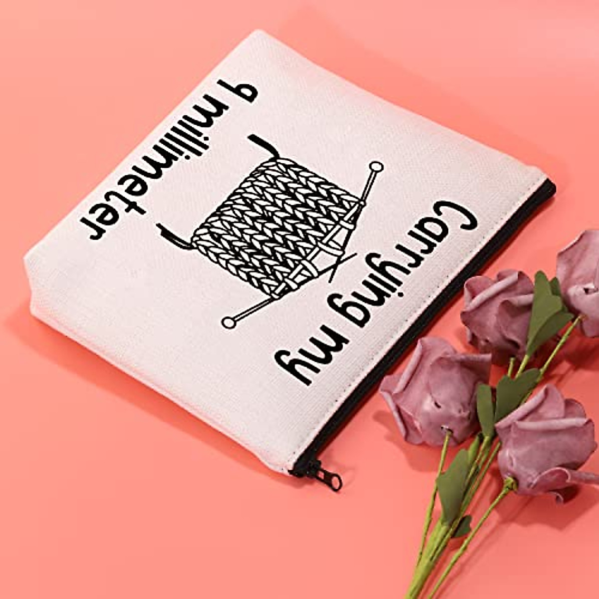 JXGZSO Knitting Storage Bag Carrying My 9 Millimeter Crochet Makeup Bag Knit Gift For Knitter Lover