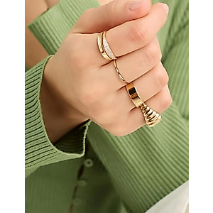 NOKMIT 1mm 3mm 5mm 14K Gold Filled Rings Set for Women Dainty Cute Stacking Stackable Thumb Pinky Bands Non Tarnish Comfort Fit Size 5 to 10 (7)