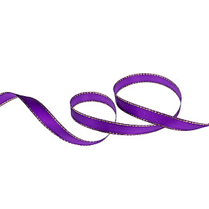 ATRBB 50 Yards 3/8 Inch Wide Single-face Satin Ribbon with Gold Edges for Gift Wrapping, Floral Design and Craft,25 Yards/roll x 2 Rolls (Purple)