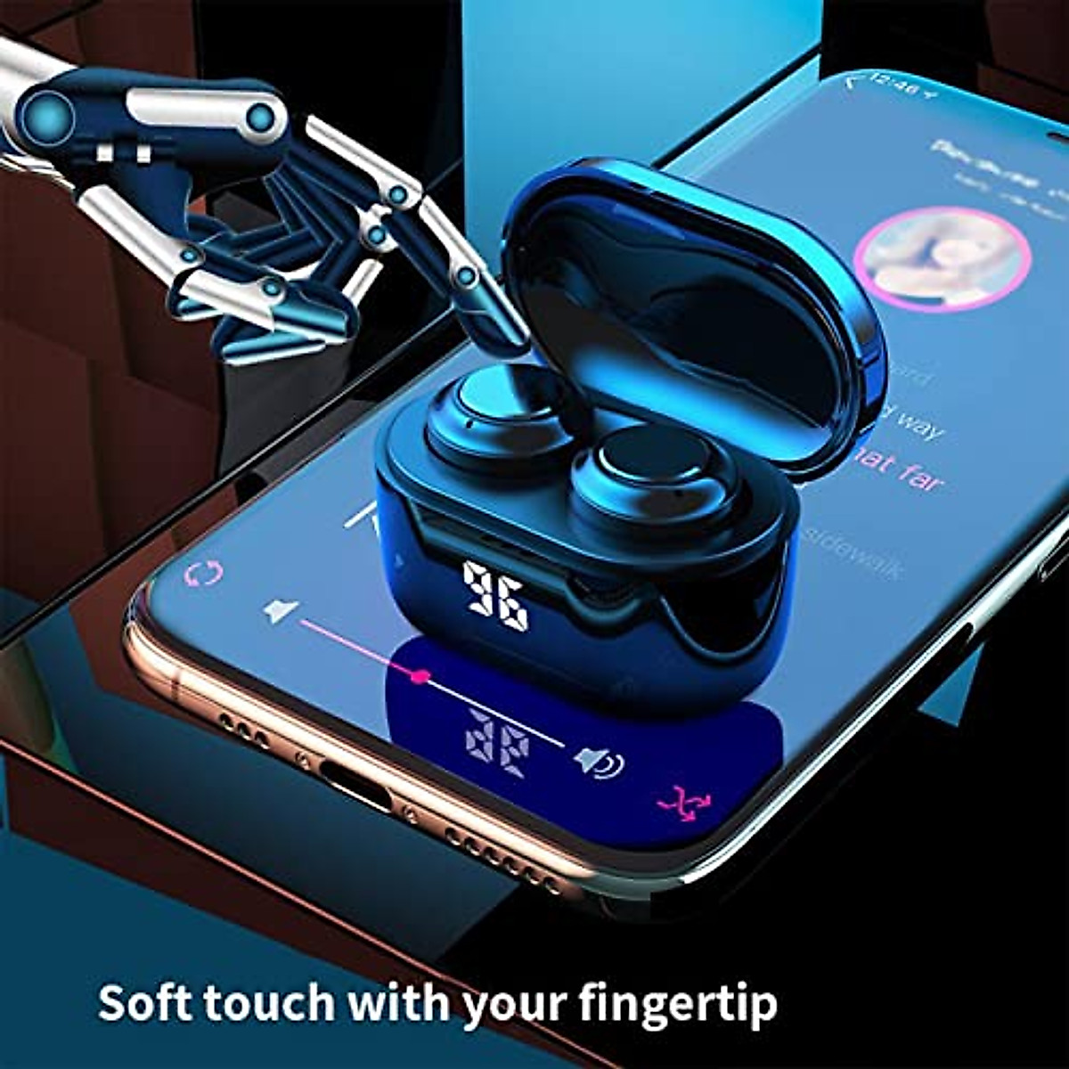 Wireless Earbuds Bluetooth 5.0 Headphones, in Ear Ultra-Mini Headset Built-in Microphone HD Calls, IPX5 Waterproof Immersive Premium Sound Stereophones Sports Earbug with Charging Case