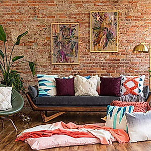 Refinery29 | Riley Collection | Premium Cotton Textured Throw Blanket, Modern Dip Dye Fringe Design for Luxury Home Décor (50 x 70, Coral)