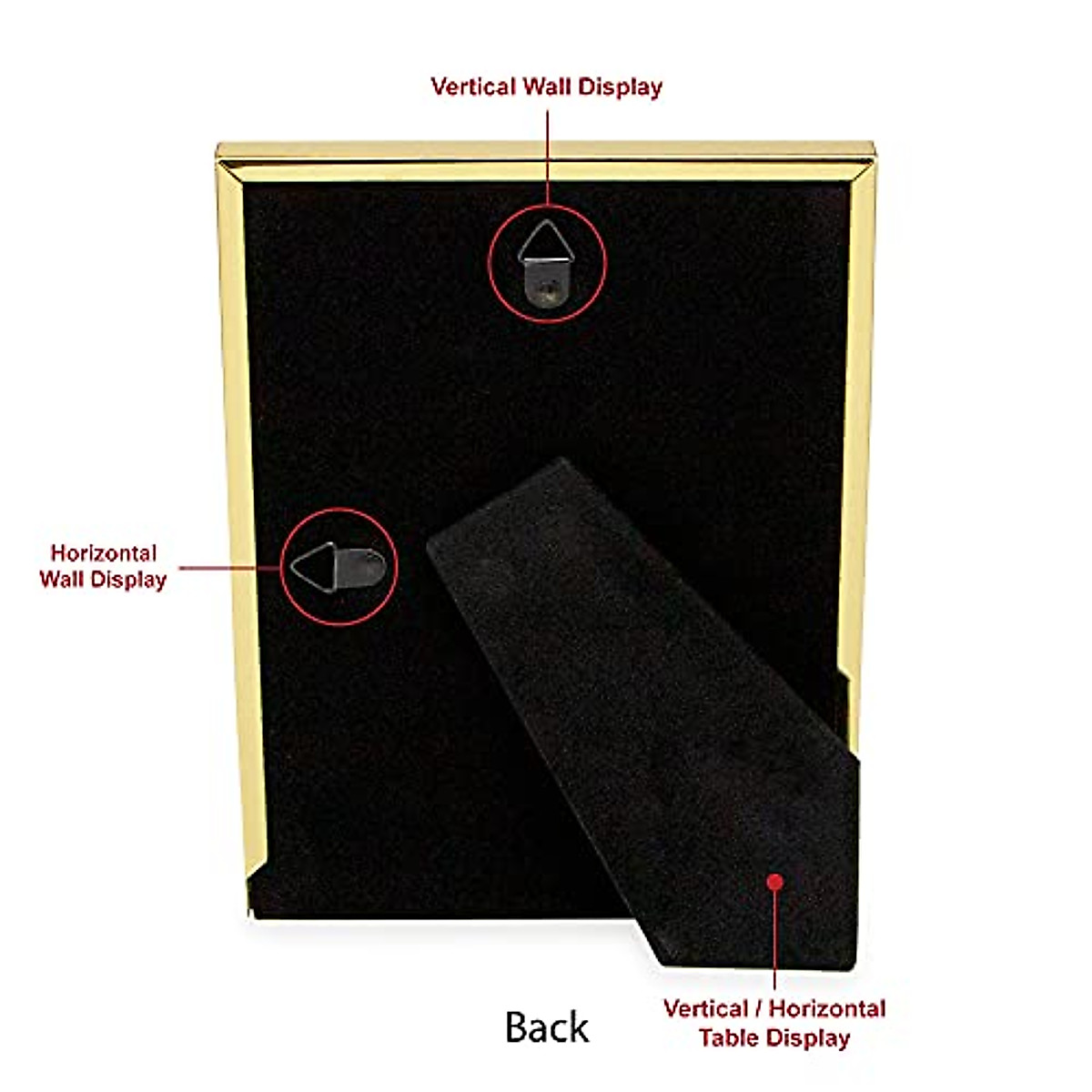 Isaac Jacobs 5x7 White Leather with Gold Metal (Vertical & Horizontal) Picture Frame, Suede Border w/Black Fabric Easel, Wall-Mountable, Made For Tabletop, Photo Gallery (5x7, White W/Gold)