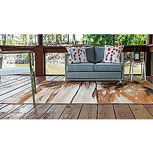 Unique Loom Outdoor Modern Collection Area Rug - Shore (10' x 12' 2" Rectangle, Brown/ Beige)