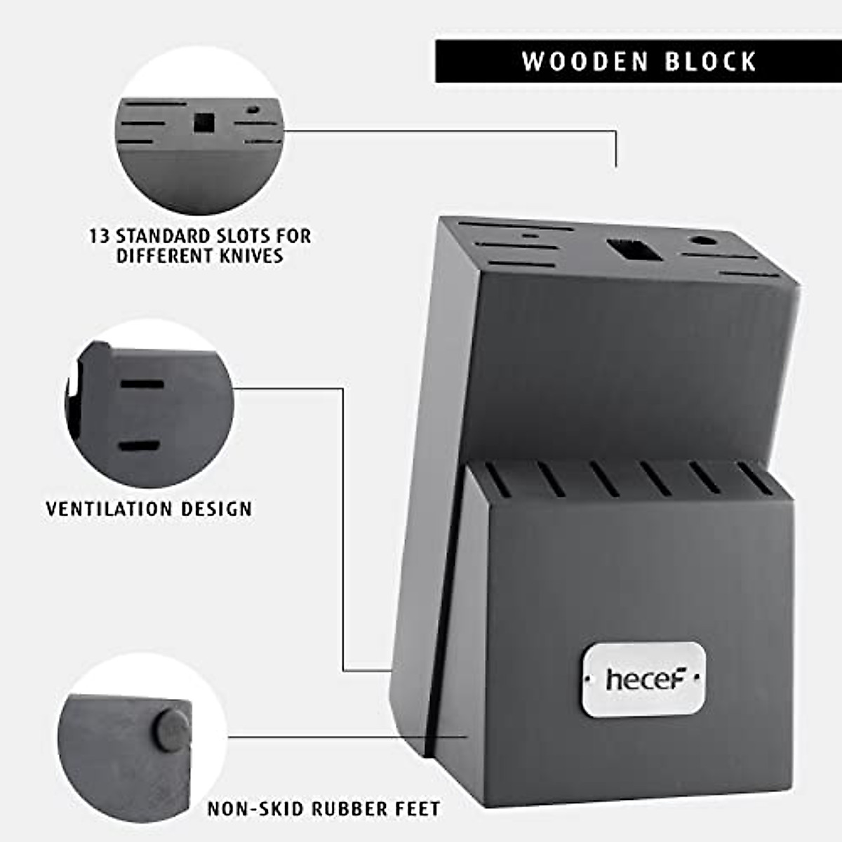 hecef Kitchen Knife Block Set, 14 Pieces Knife Set with Wooden Block & Sharpener Steel & All-purpose Scissors, High Carbon Stainless Steel Cutlery Set, Mothers Day Gift Housewarming Birthday (Pink)