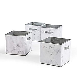 Urban Shop Marble Storage Cubes, Set of 4, Grey/White