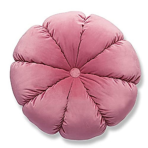 AOkaeii Round Floor Pillows Seating for Adults & Teen, Velvet Flower Shaped Throw Pillows, Aesthetic Decorative Meditation Cushion Pillows for Couch Chair Bed Car （Pink）