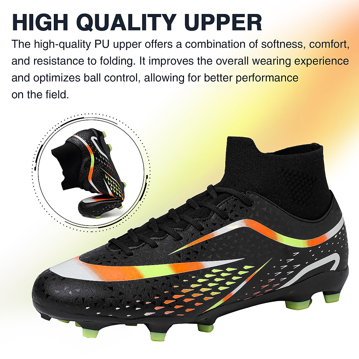 Soccer Cleats Mens Football Cleats Women Outdoor Soccer Shoes Tacos de Futbol para Hombre Zapatos De Futbol para Hombre Football Shoes for Youth Professional Training High Top Soccer Shoe AG/FG