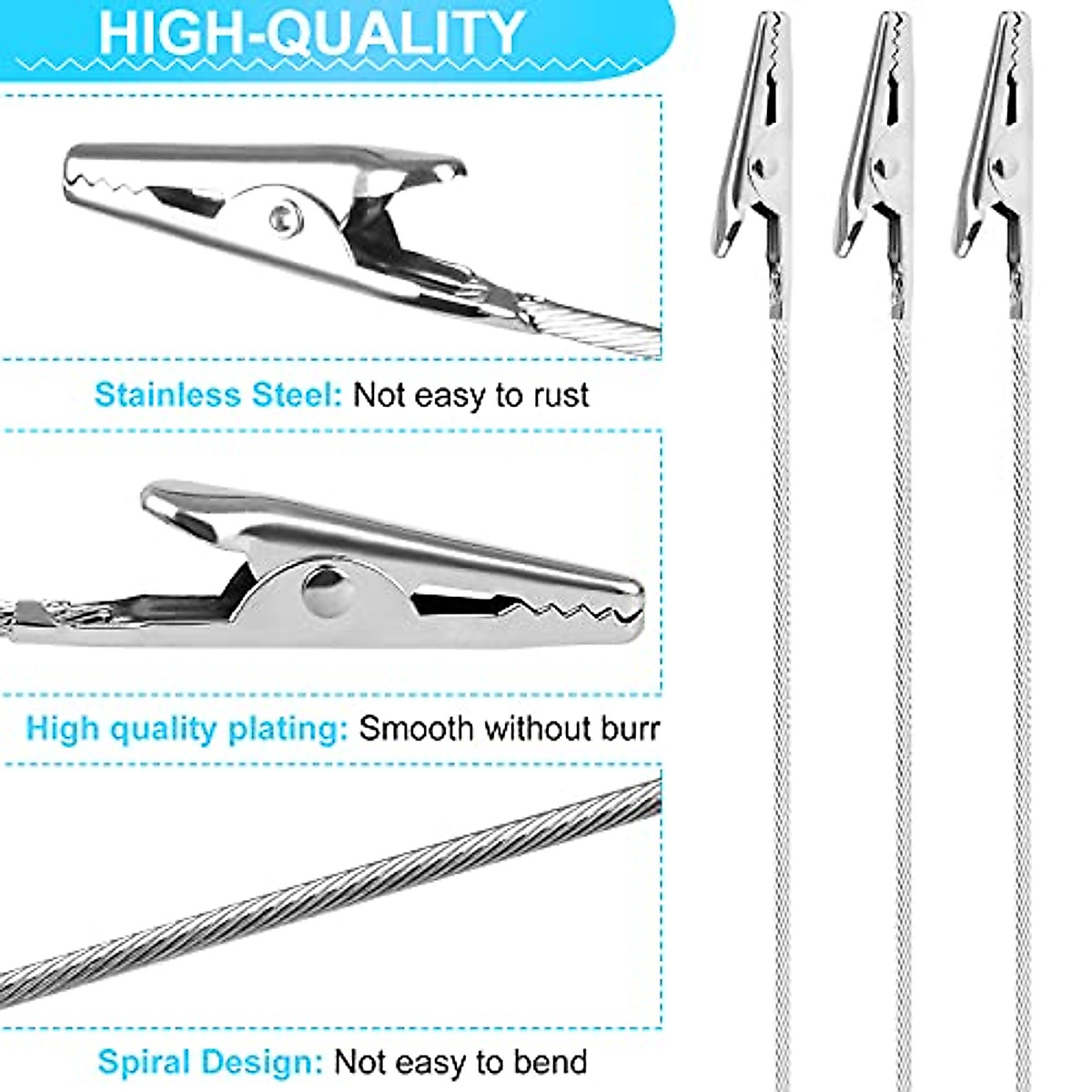 40 PCS Metal Wire Alligator Clips, Long-Tailed Alligator Clamp Photo Clip Holder, Alligator Clips for Crafts, DIY Card, Photo, Memo, Clip Holder (6inch/150mm)