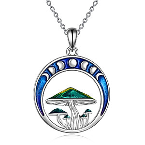 YAFEINI Mushroom Necklace for Women Sterling Silver Mushroom Pendant Moon Mushroom Jewelry Gifts for Girls Teen Friend (A-Moon Mushroom)
