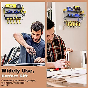 Housolution Power Tool Organizer, 3 Layers 5 Drill Slots Garage Storage Rack, Heavy Duty Metal Drill Holder Wall Mount Floating Shelf, Tool Organizers and Storage for Warehouse| Father's Day Gift