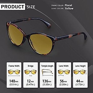 TJUTR Night-Vision Glasses for Women, Polarized Night-Driving Glasses Reduce Glare Nighttime Glasses UV Protection