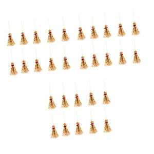 Outanaya 30 Pcs Broom Witch Hanging Dollhouse Furniture Decoration Brooms Halloween Mini Broom Broom Mini Toys Dollhouse Broom Mini Cosplay Broom Props Broom for Besom Wooden