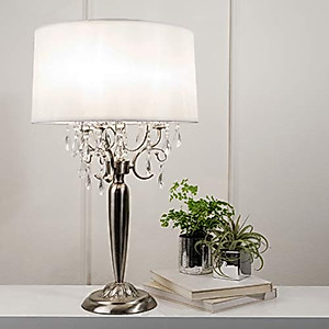 Ok Lighting OK-5109T Crystal Silver Table Lamp, 16" x 16" x 30"