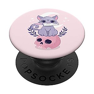 Cute Kawaii Neko Cat Knife Anime Moon Skull Pink Pastel Goth PopSockets PopGrip: Swappable Grip for Phones & Tablets