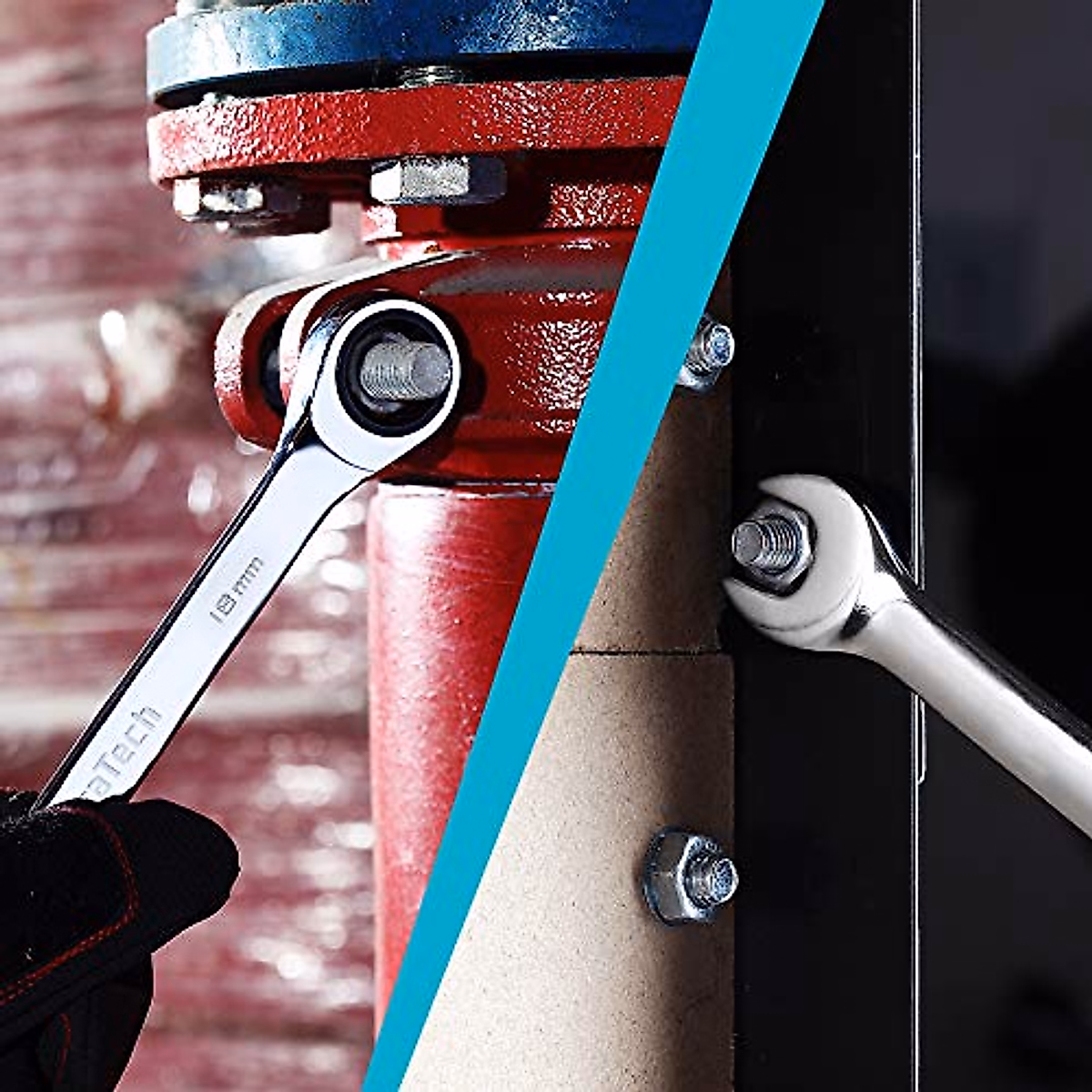 DURATECH Ratcheting Wrench Set, Combination Wrench Set, Metric, 10-piece, 6-18mm, CR-V Steel, with Pouch