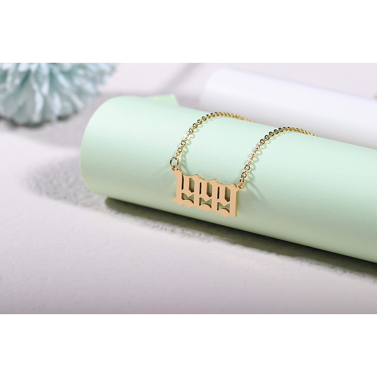 Aimber Birth Year Necklace 18K Gold Plated Birth Year Number Pendant Necklace Stainless Steel Birthday Year Necklace for Women,1970-2024(1993)