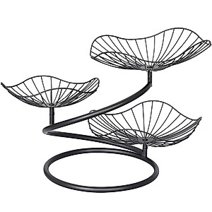 RAUVOLFIA 3-Tier Fruit Basket Holder Decorative Fruit Bowl Stand, Dining Table & Kitchen Counter Organizer, Black