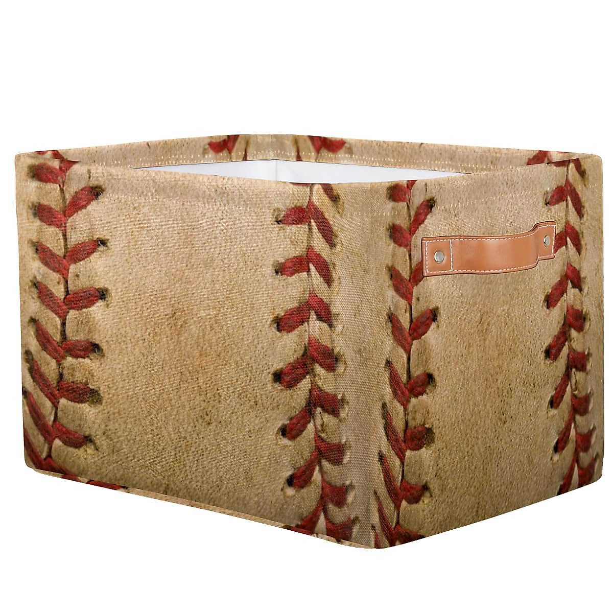 Baseball Storage Basket,Softball Large Toys Storage Cube Box with Handles, Collapsible Laundry Basket Rectangular Waterproof Storage Organizer Bin for Nursery Bedroom Playroom Shelves Gift Basket