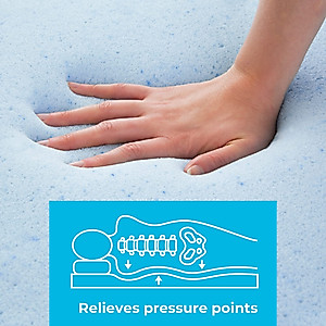 LINENSPA Memory Foam Mattress Topper - Gel-Infused Memory Foam - 3 Inch Style - Full Size - Plush Feel - Cooling Design - Pressure Relieving - Dorm Room Essentials - CertiPUR Certified