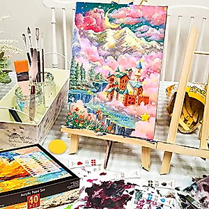 Kalour Acrylic Paint Set 56 pcs,Painting Supplies with 24 Acrylic Paint,16 Sheets Acrylic Pad,Painting Brushes,Canvas,Palette,Easel - Art Craft Paints Kit for Artists Beginners,Kids and Adults.