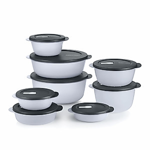 Tupperware Store Serve & Go 16 Piece Round Food Containers Set with Vent - Prep, Fridge & Reheat Meals + Lids - Dishwasher safe, Microwave safe & BPA Free (8 containers + 8 lids)