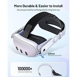 Zybervr Head Strap for Meta Quest 3, Comfort Elite Strap for Oculus Quest 3 Accessories, Adjustable Lightweight VR Headset Strap Replacement