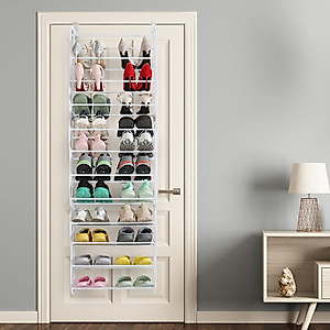iMounTEK 36 Pairs Over The Door Shoe Rack 12 Layers Wall Hanging Closet Shoe Organizer Storage Stand Hanging Storage Shelf for Closet Pantry Space Saver for Bedroom