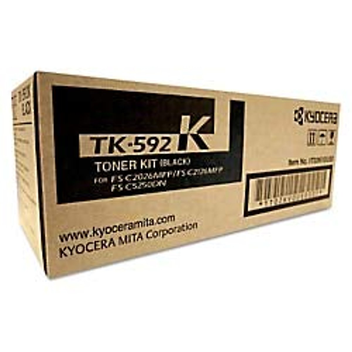 Kyocera 1T02KV0US0 Model TK-592K Black Toner Cartridge For Use with M6026cidn, M6526cdn, M6526cidn, P6026cdn, FS-C2026MFP, FS-C2126MFP, FS-C2126MFP+, FS-C2526MFP, FS-C2626MFP and FS-C5250DN Printers