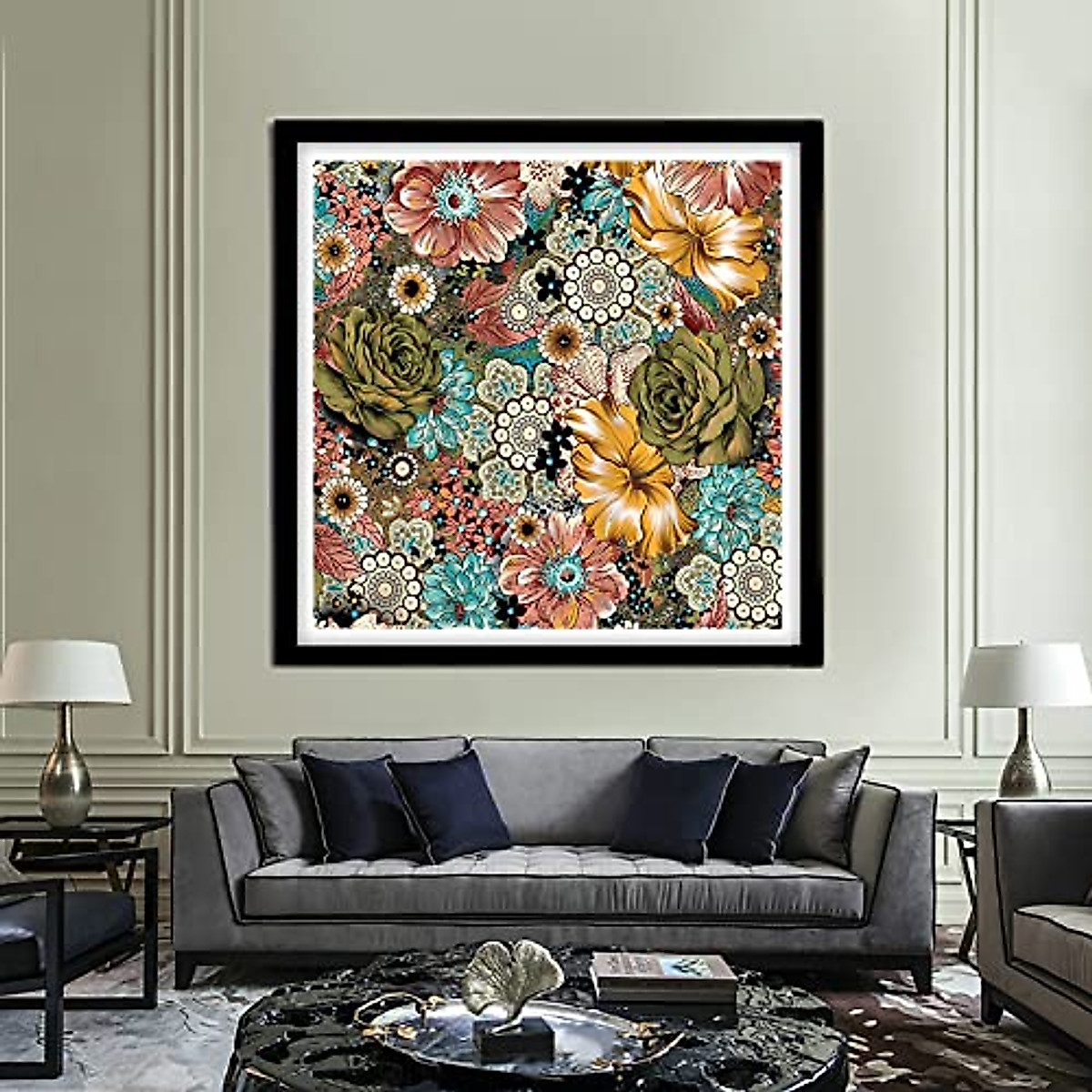 xackcme Flowers Diamond Painting Kits for Adults-Flowers Diamond Art Kits for Adults, Flowers Gem Art Kits for Adults for Gift Home Wall Decor(14x14inch)