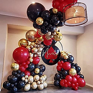 RUBFAC 87pcs Ruby Red Party Balloons Different Sizes 18 12 10 5 Inches for Garland Arch, Premium Red Latex Balloons for Birthday Party Wedding Baby Shower Christmas Decorations