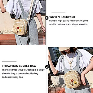 TENDYCOCO Crossbody Bag Straw Woven Purses and Handbags Convertible Shoulder Bag for Women Bucket Bag