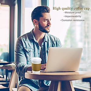 Disposable Coffee Cups with Lids, 12 oz 20 pcs White Paper Coffee Cups with Lids Drinking Cup for Water, Coffee or Tea